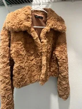SHEIN | Jackets & Coats | Shein Plush Teddy Faux Fur Jacket In Camel ...